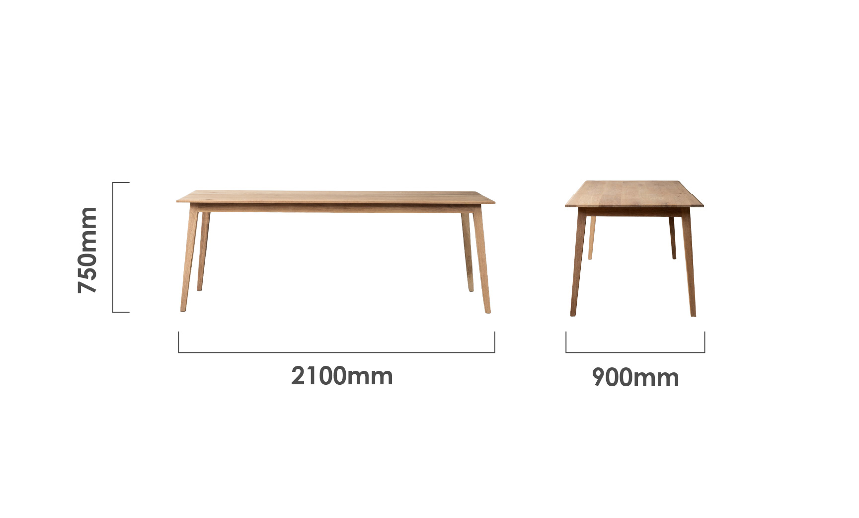 8-Seater Kitchen Dining Table (2.1m) - Oak | Incanda Furniture