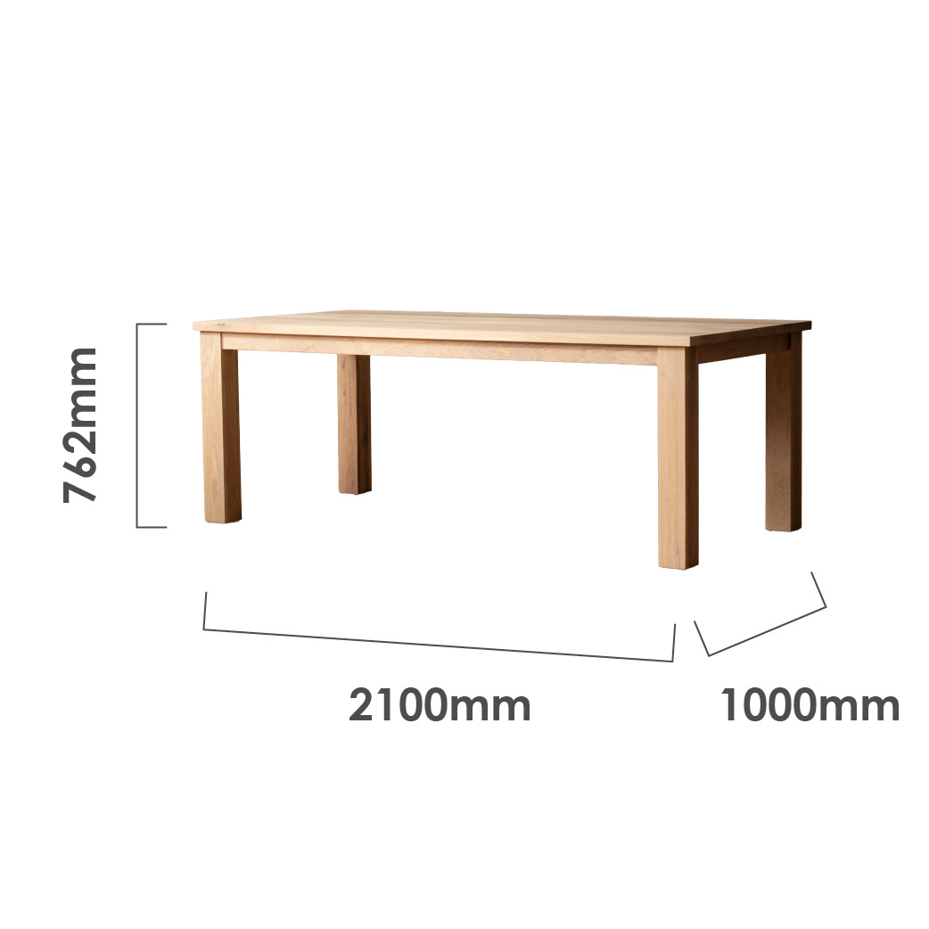 2.1m Linear Dining Table - Oak (1.0m Width) | Incanda Furniture