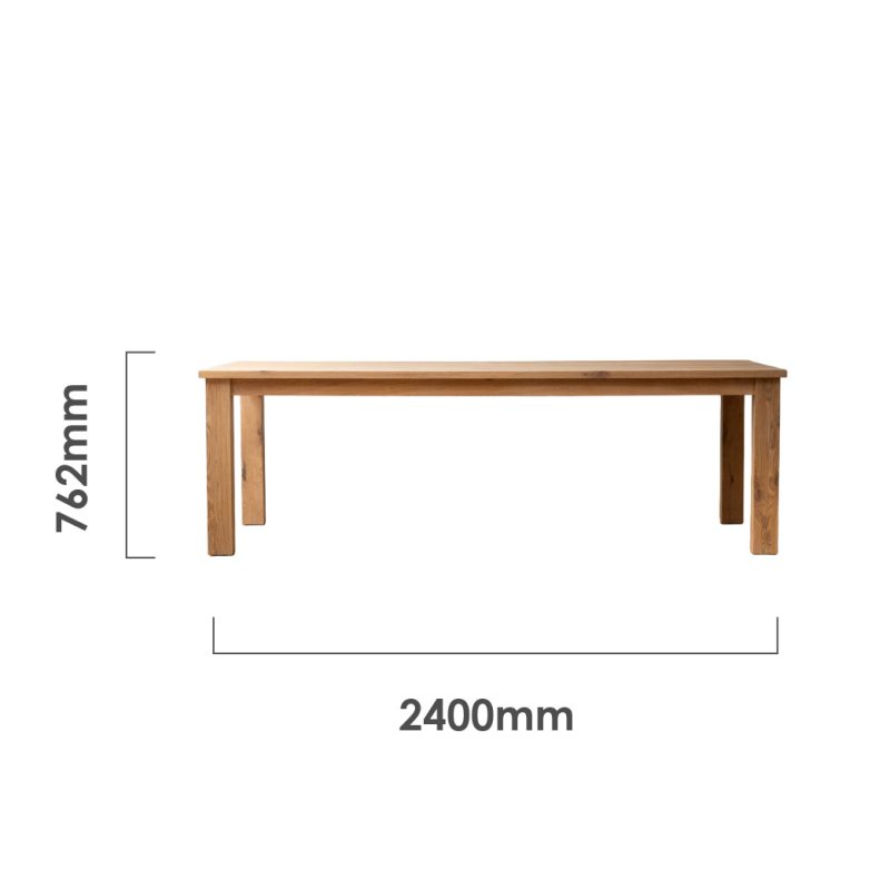 2.4m Linear Dining Table - Oak (1.0m Width) | Incanda Furniture