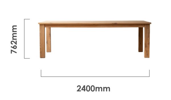 2.4m Linear Dining Table - Oak (1.0m Width) | Incanda